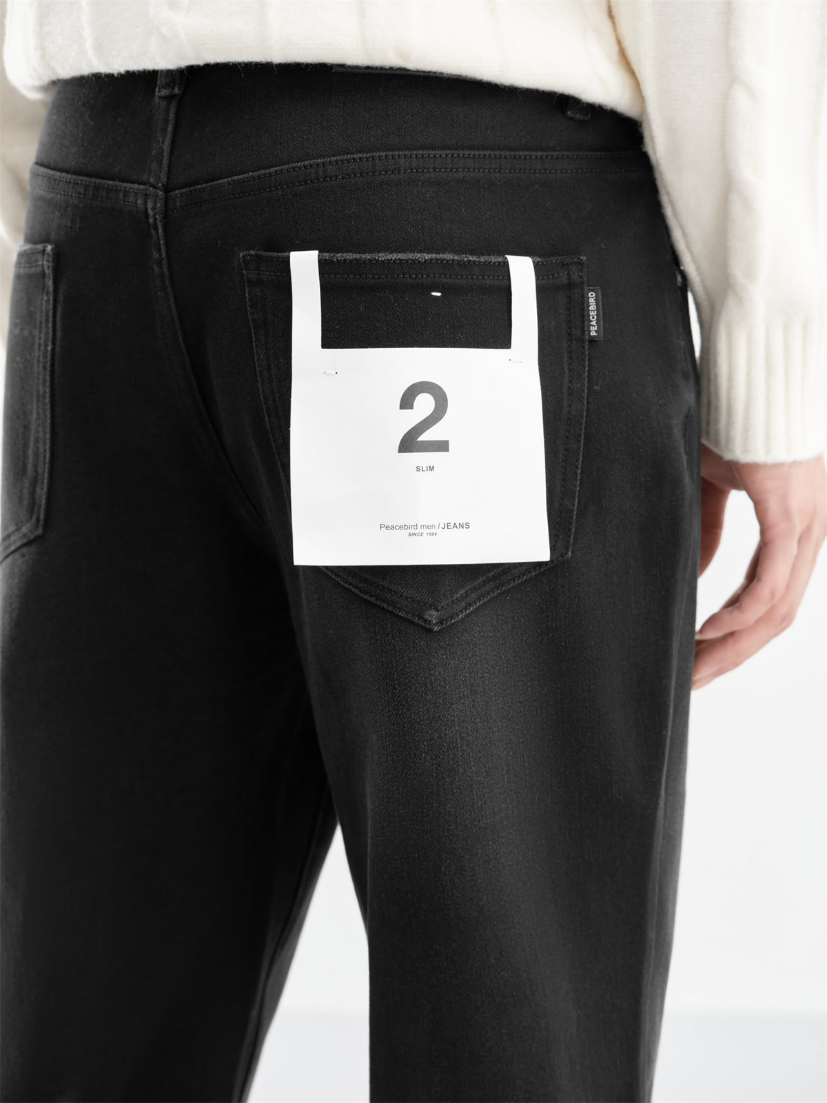 Men's Dark Grey Washed Slim-Fit Jeans | Peacebird Men Fashion – shop ...